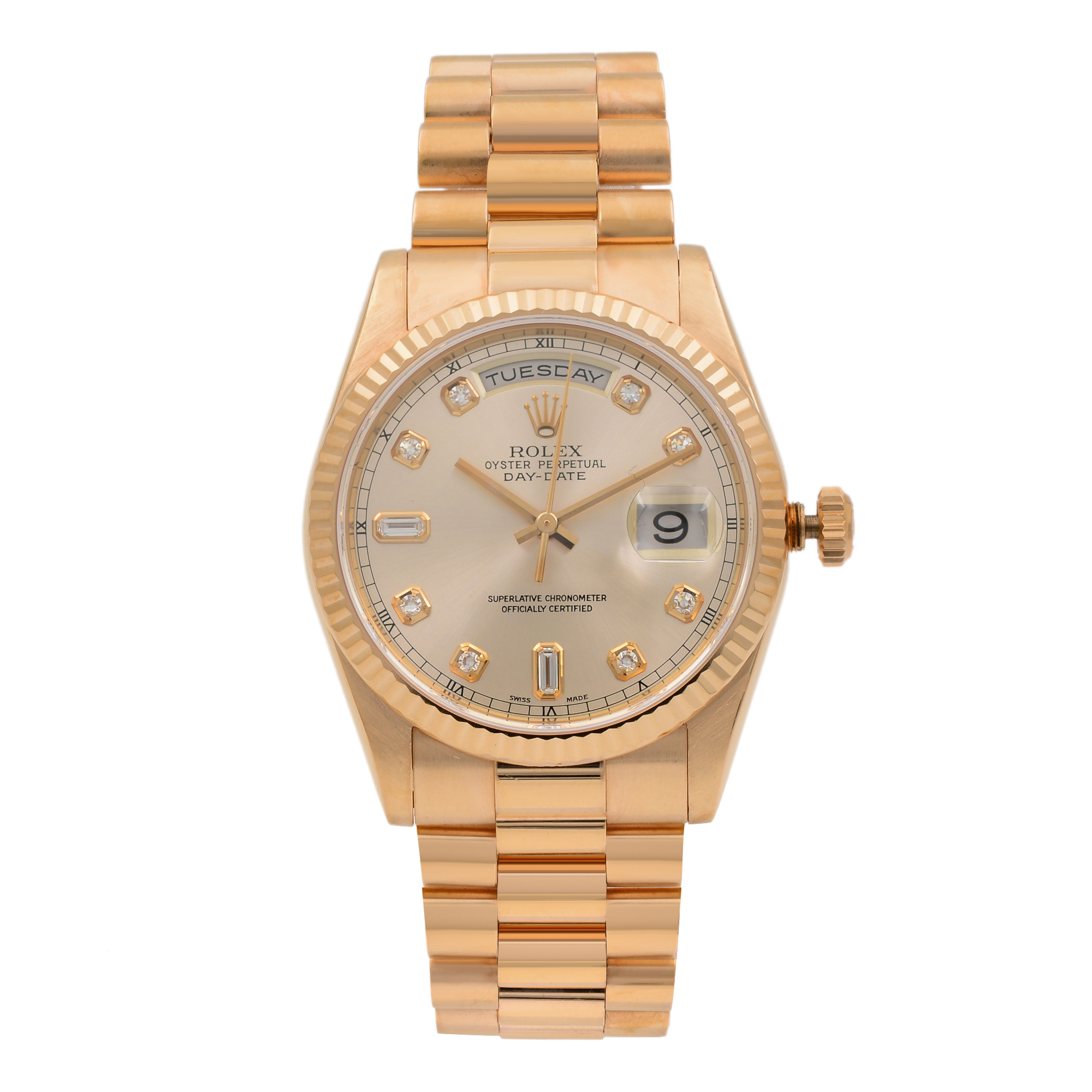 Rolex Day-Date 36mm 118235 18K Rose Gold Diamond Dial Automatic Watch ...